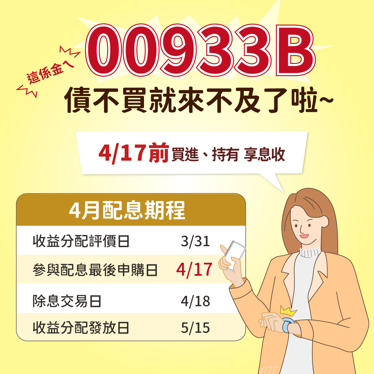 【國泰投信】投資情報-【重要訊息】00933B預估配息公告